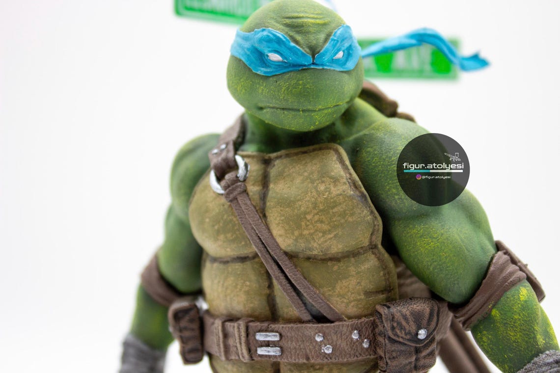 Leonardo Hand Painted TMNT Collectible Custom Ninja Turtle Art Handmade ...