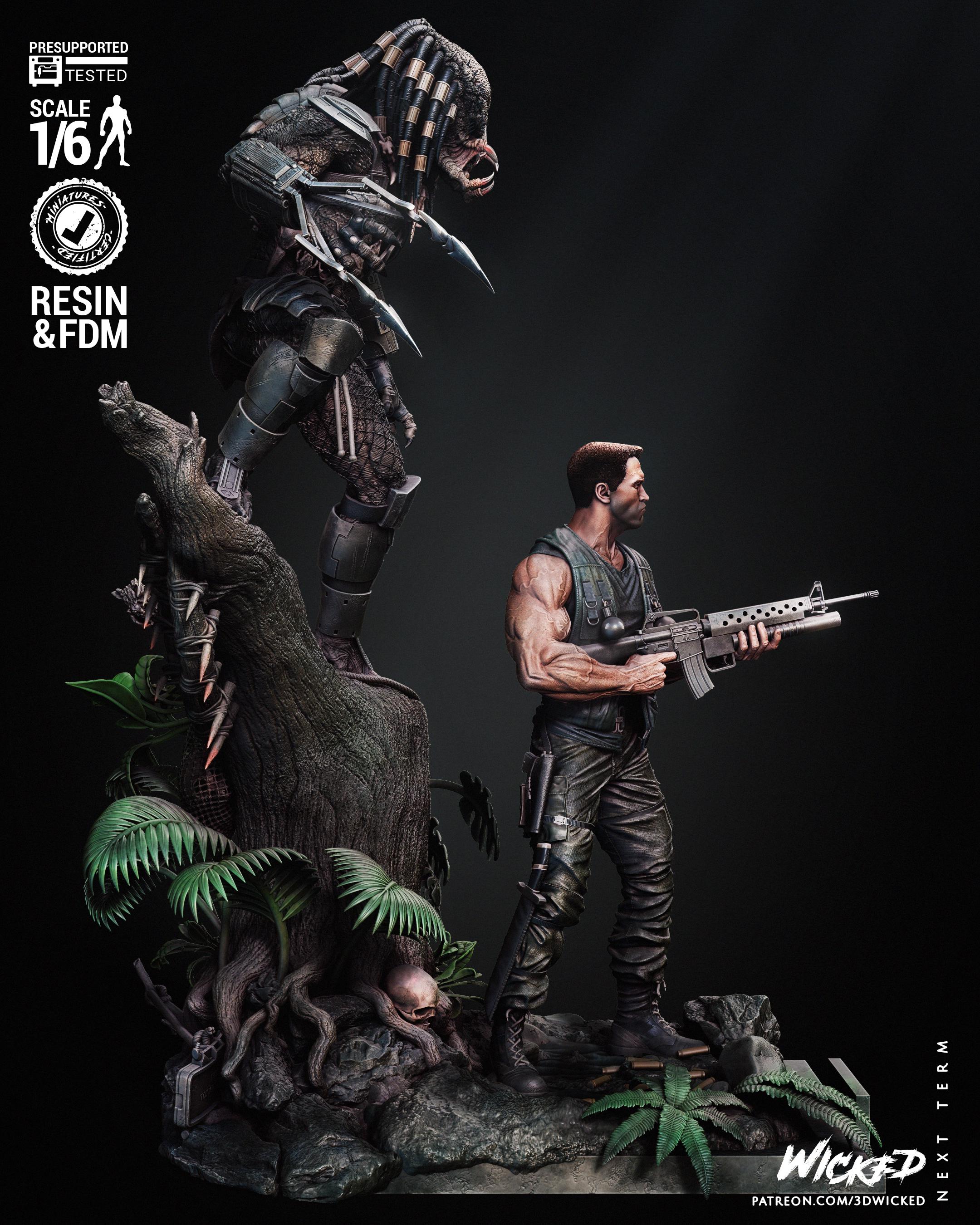 Diorama Predator and Dutch - Fan Art - Handmade Painted Predator Wolf ...