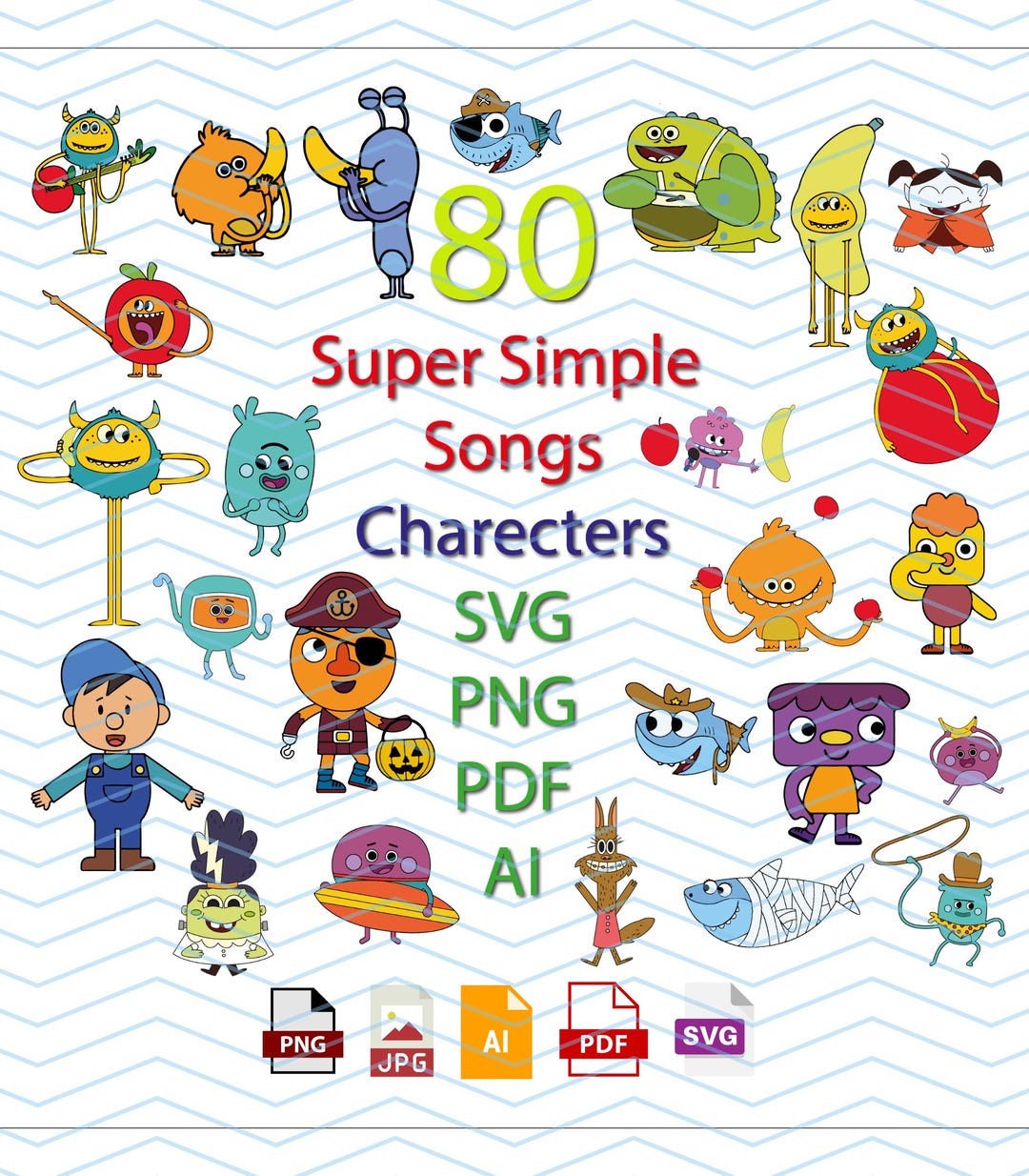 Super Simple Song Characters, Clipart, for Stickers, Digital File, Pdf ...