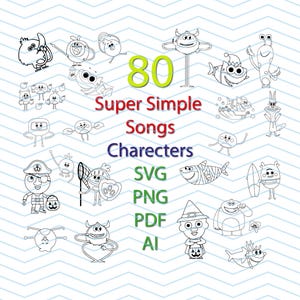 Super Simple Song Characters, Clipart, for Stickers, Digital File, Pdf ...