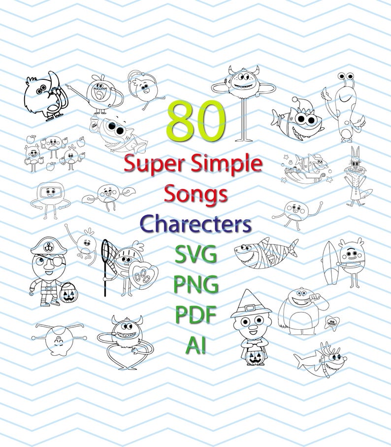 Super Simple Song Characters, Clipart, for Stickers, Digital File, Pdf ...