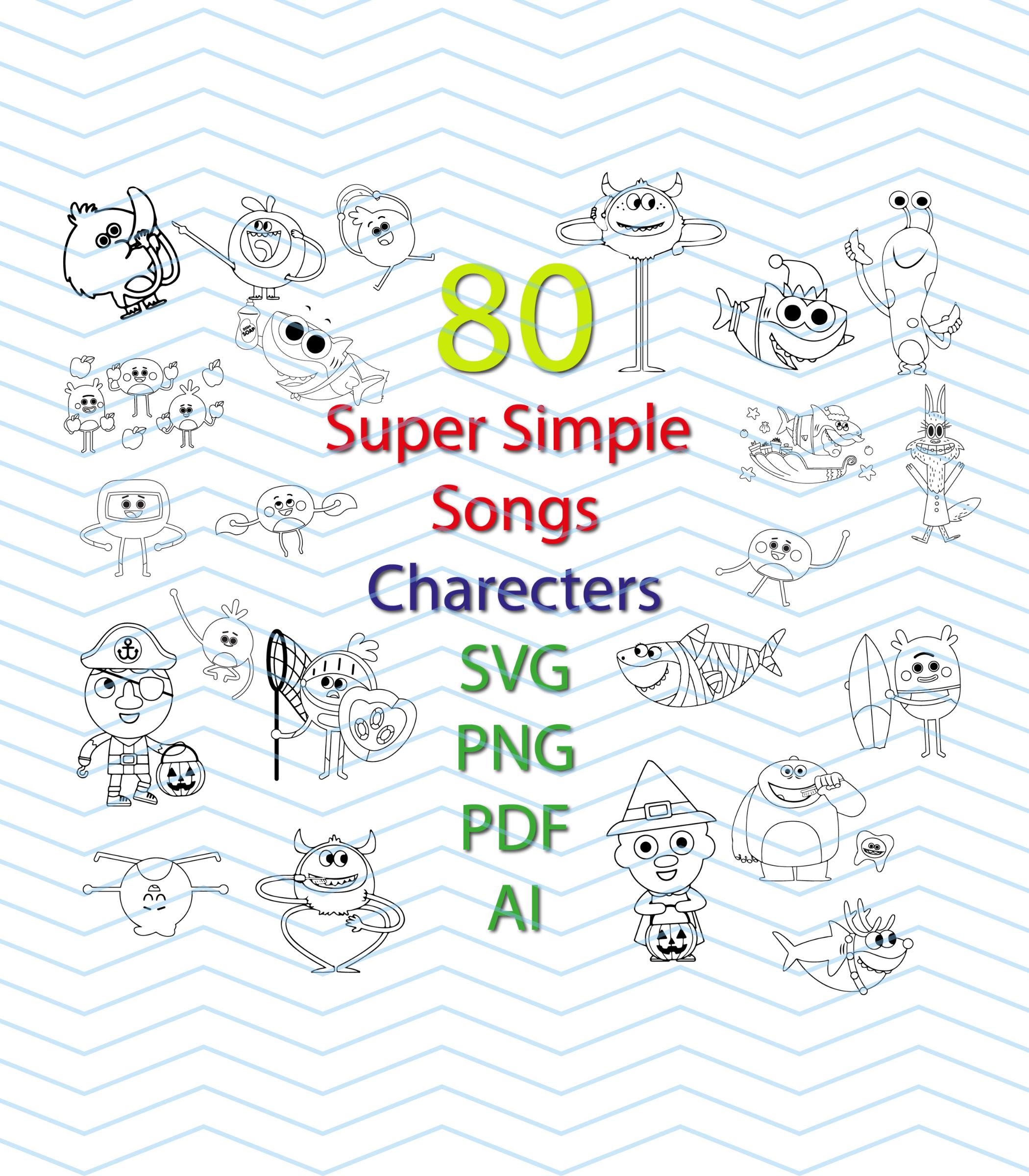 Super Simple Song Characters, Clipart, for Stickers, Digital File, Pdf ...