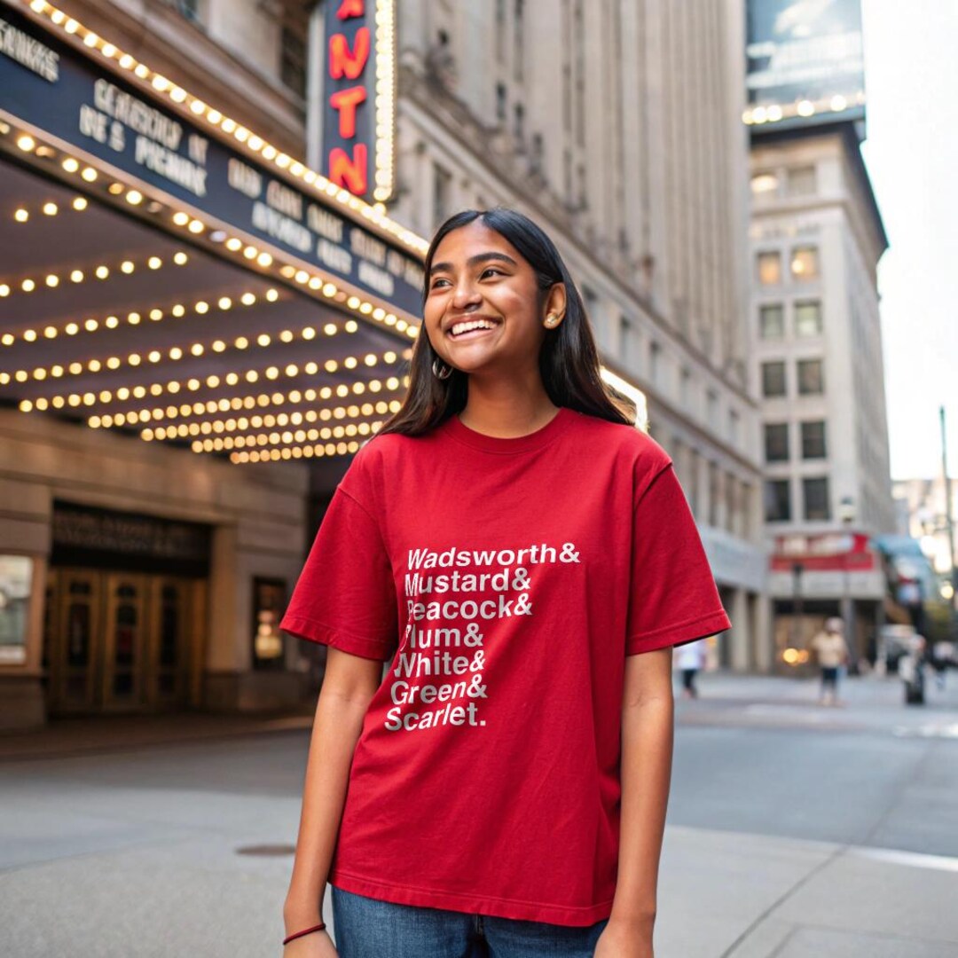 Clue Broadway Play Names List Tee, Broadway Gift, Musical Theater Gift ...