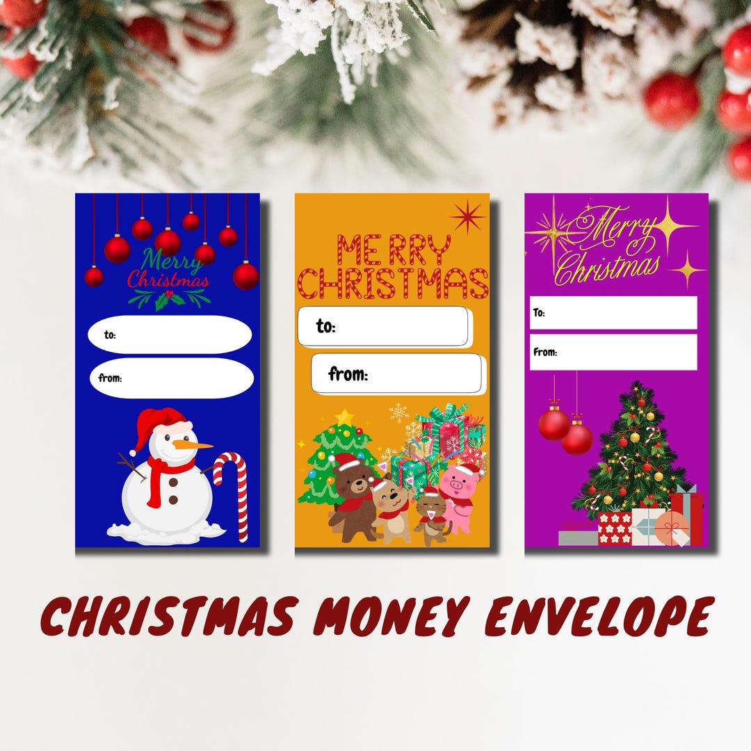 Printable Christmas Money Envelopes With Cute Christmas Design (set of ...