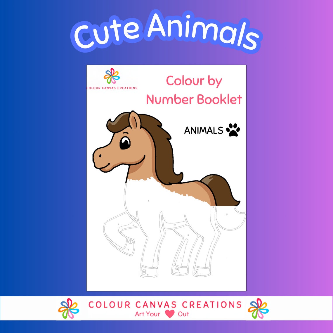 Kids Colour by Number Booklet: ANIMALS Children Colouring Book 10 Pages ...