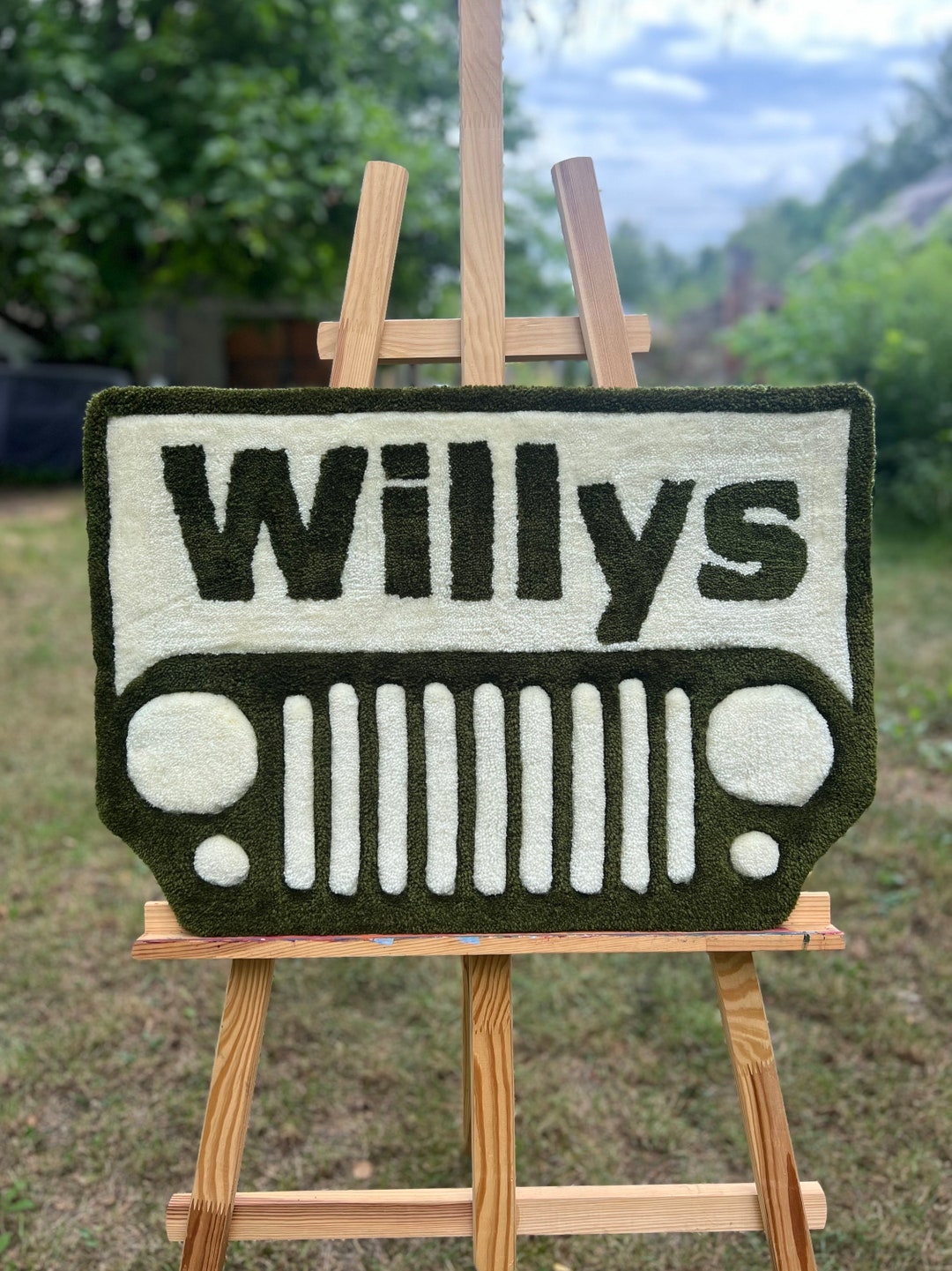 Jeep Willys 1943 Tufting Rug, Olive Green, Khaki, Rug Clinic - Etsy