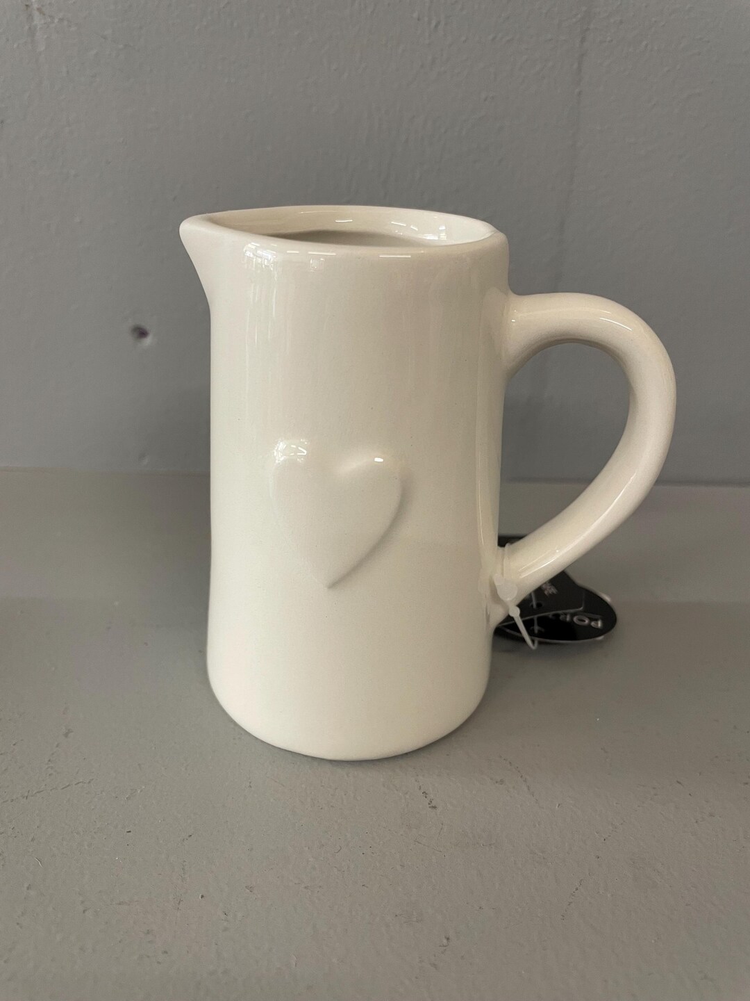 Portland Living Small White Ceramic Milk Jug With Embossed Heart ...