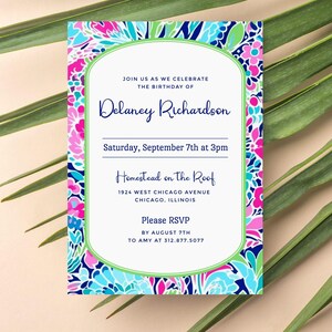 Editable Preppy Colorful Birthday Party Shower Invitation Design ...