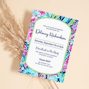 Editable Preppy Colorful Birthday Party Shower Invitation Design ...