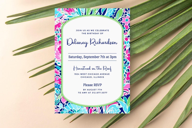 Editable Preppy Colorful Birthday Party Shower Invitation Design ...