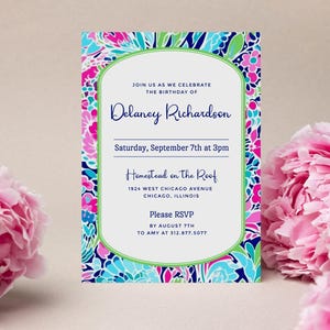 Editable Preppy Colorful Birthday Party Shower Invitation Design ...