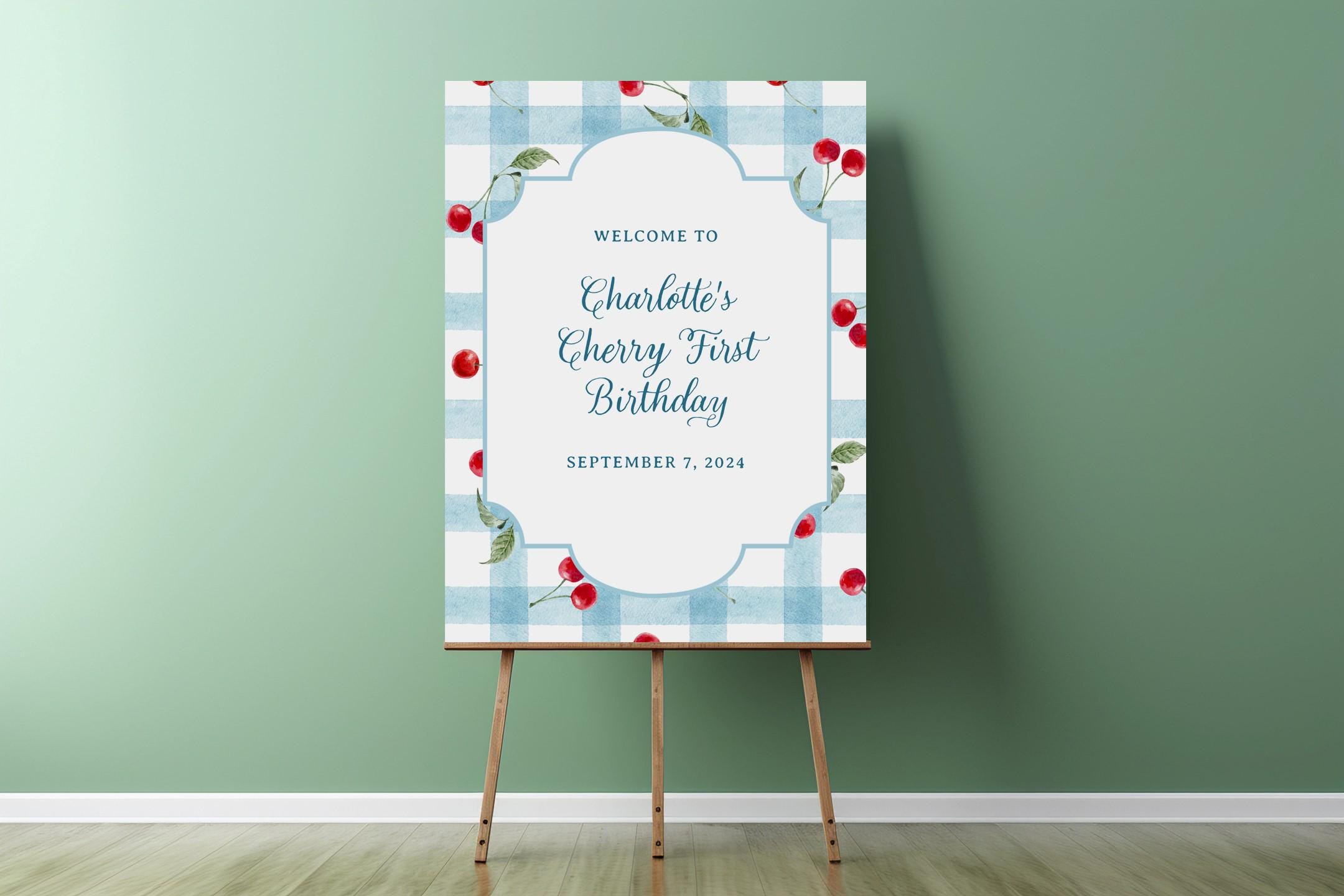 Editable Cherry First Birthday Party Theme Bundle Design Pack | Instant ...