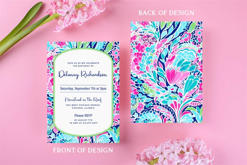 Editable Preppy Colorful Birthday Party Shower Invitation Design ...