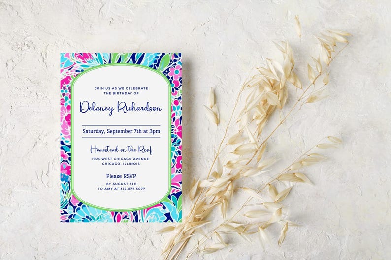 Editable Preppy Colorful Birthday Party Shower Invitation Design ...