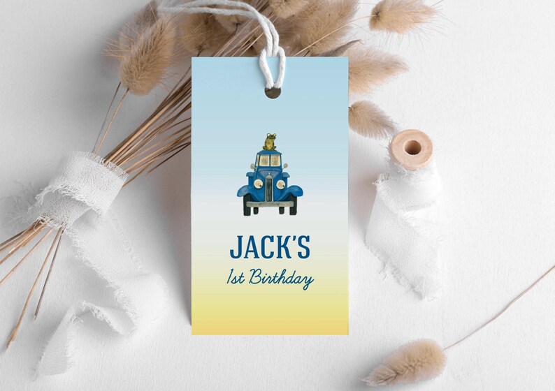 Editable Little Blue Truck Favor Tags Birthday Party Design | Instant ...