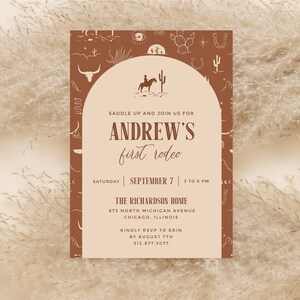 Editable First Rodeo Wild West Birthday Party Invitation | Instant ...