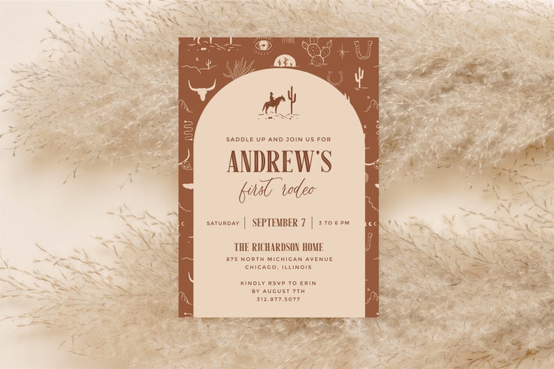 Editable First Rodeo Wild West Birthday Party Invitation | Instant ...