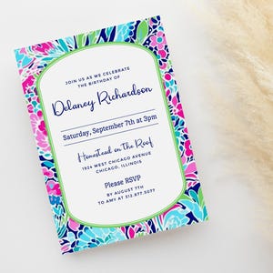 Editable Preppy Colorful Birthday Party Shower Invitation Design ...
