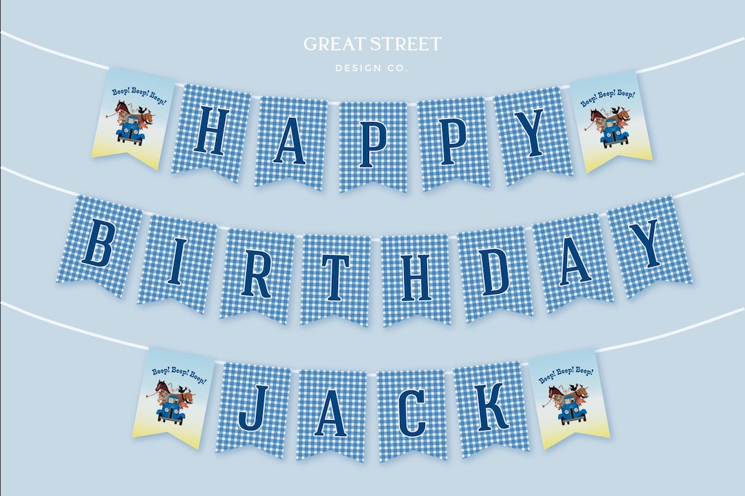 Editable Little Blue Truck Happy Birthday Party Banner | Instant ...