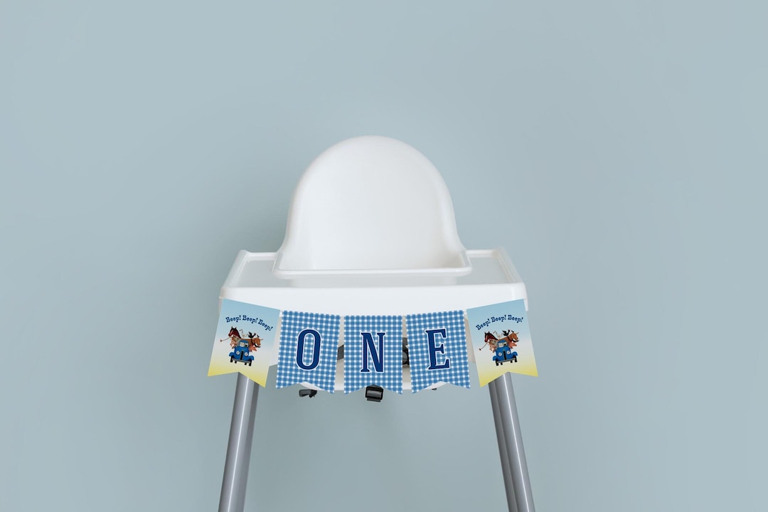 Editable Little Blue Truck First Birthday High Chair Party Banner ...