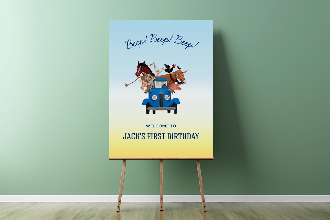 Editable Little Blue Truck Birthday Party Welcome Sign Design | Instant ...