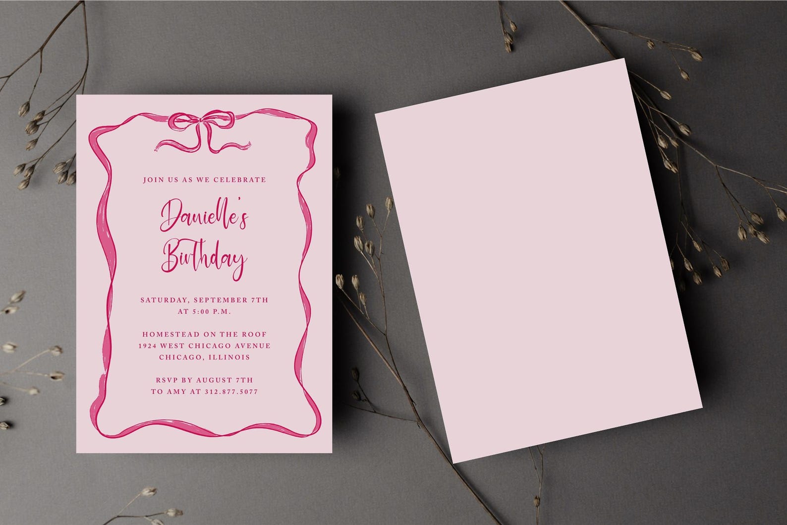 Editable Preppy Pink Coquette Birthday Party Invitation Design ...