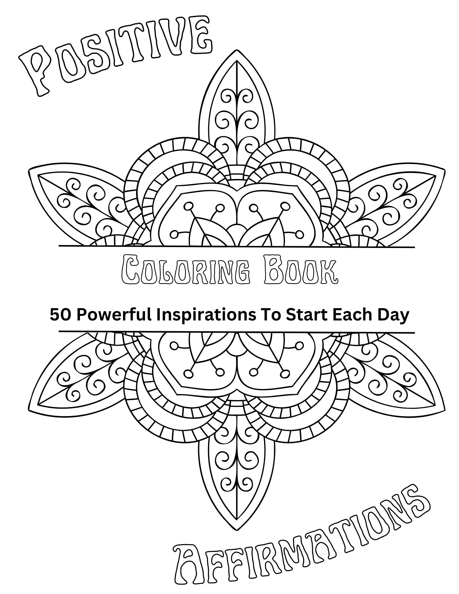 50 Positive Affirmations Mandala Adult Coloring Pages - Etsy