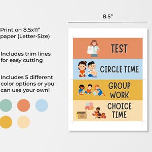 Classroom Schedule Template and Printout, Editable on Canva, Simple ...
