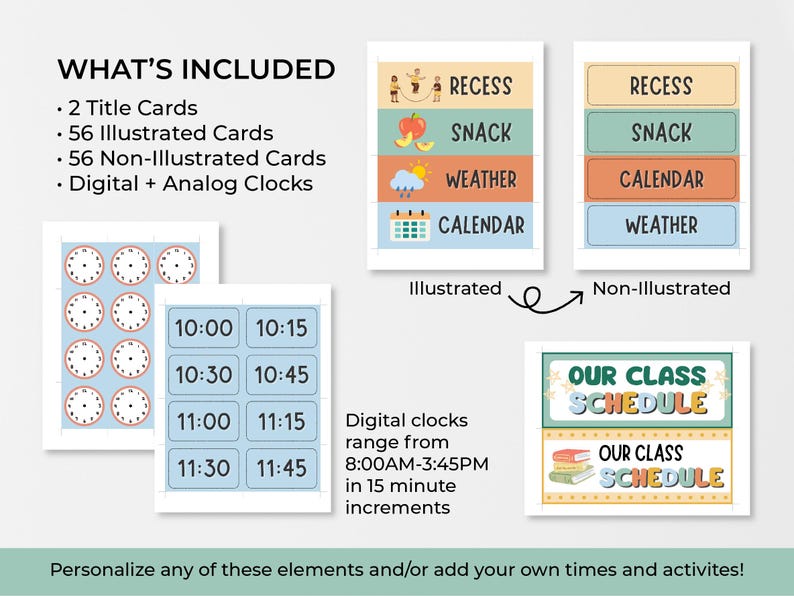 Classroom Schedule Template and Printout, Editable on Canva, Simple ...
