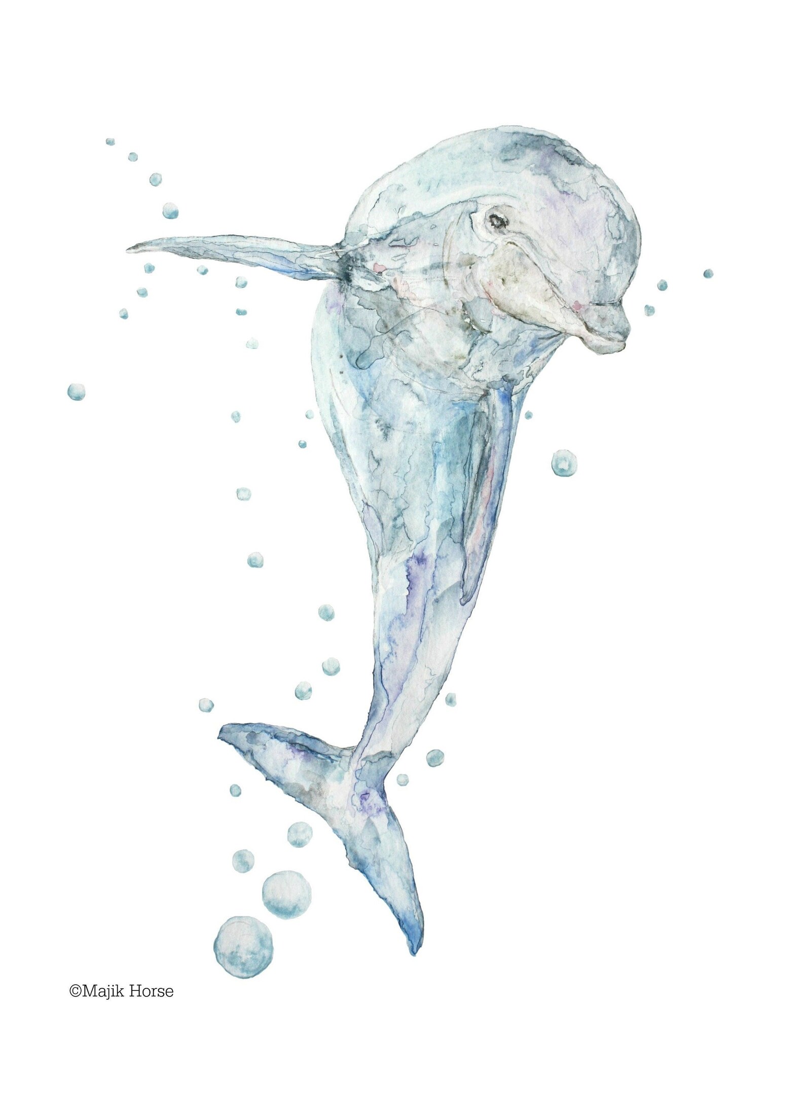 Dolphin Art, Dolphin Print, Watercolor Dolphin, Ocean Animal Art, Ocean ...