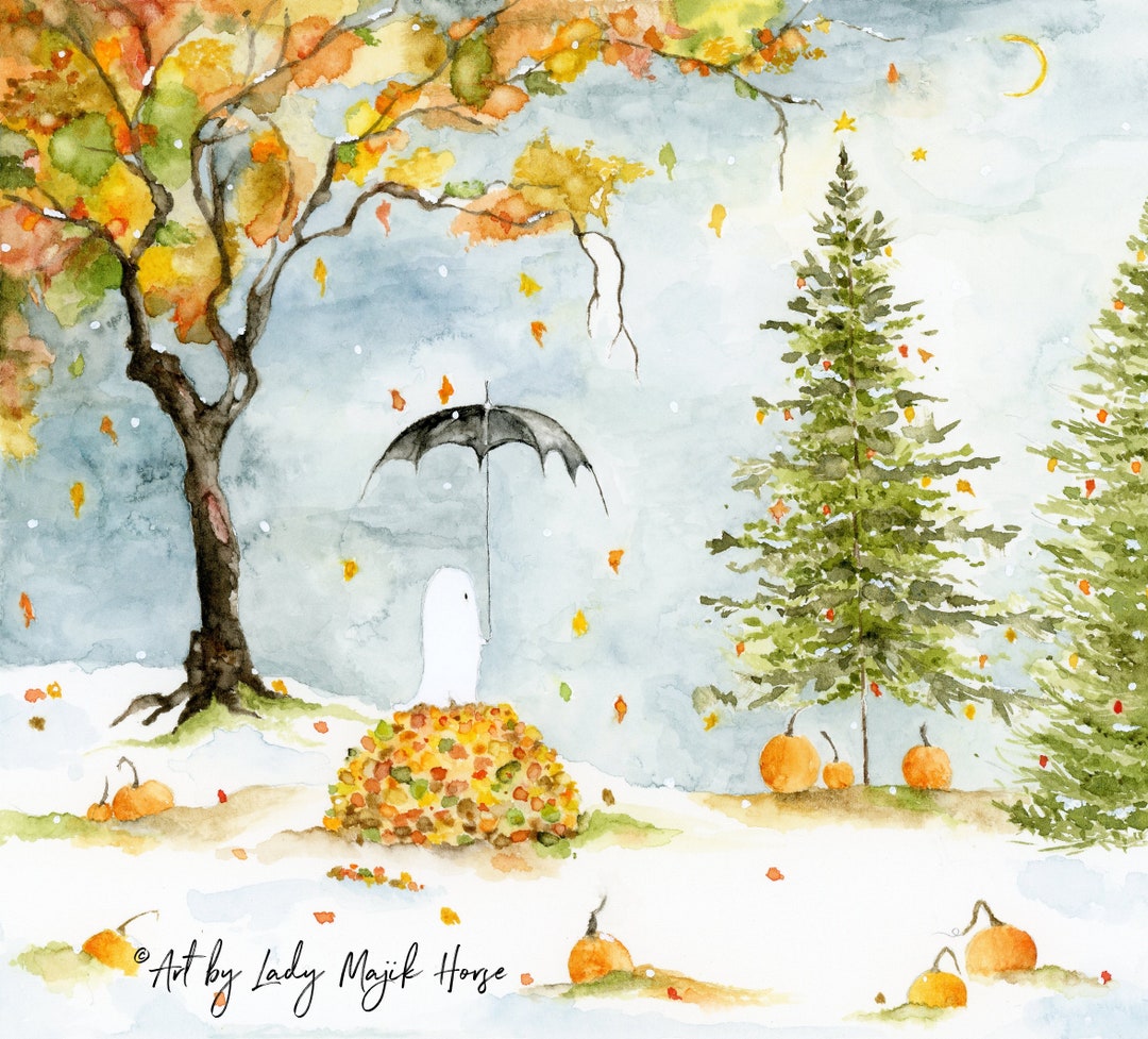 Ghost Art, Fall Painting, Primitive, Witchy, Kitchen Decor, Pumpkin ...