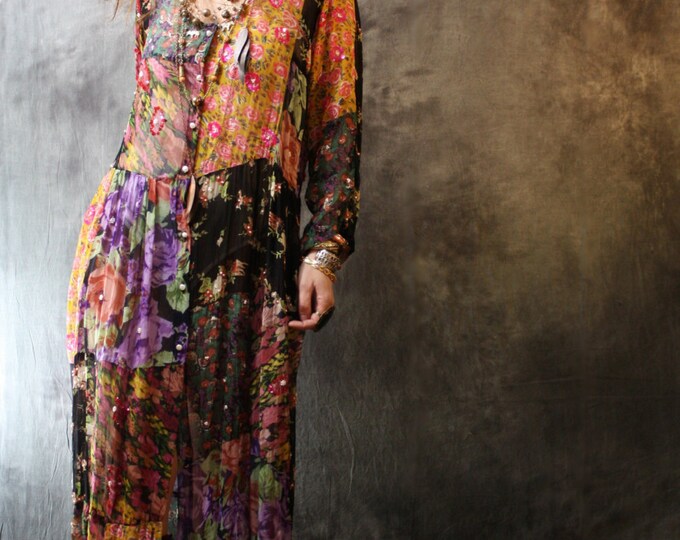 Vintage 1980s Sheer India Patchwork Layering Dress Drop Waist - Etsy
