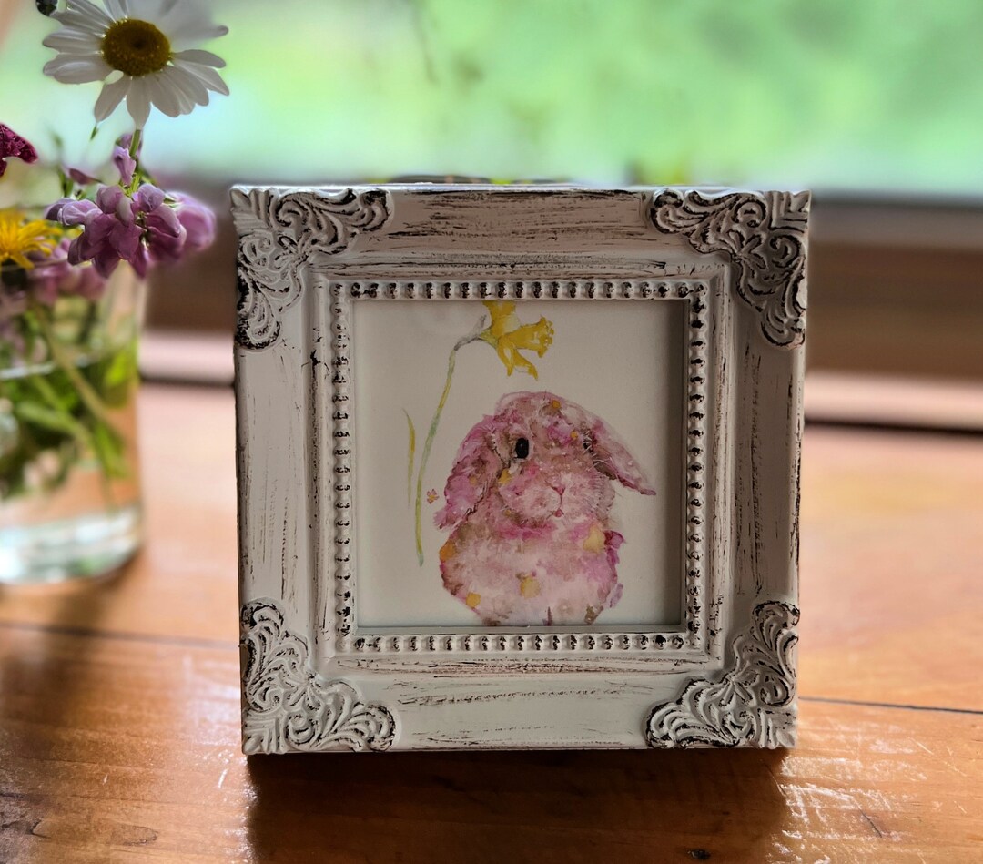 Little Bunny Miniature Framed Art Print, Bunny Art, Small Art, Rabbit ...