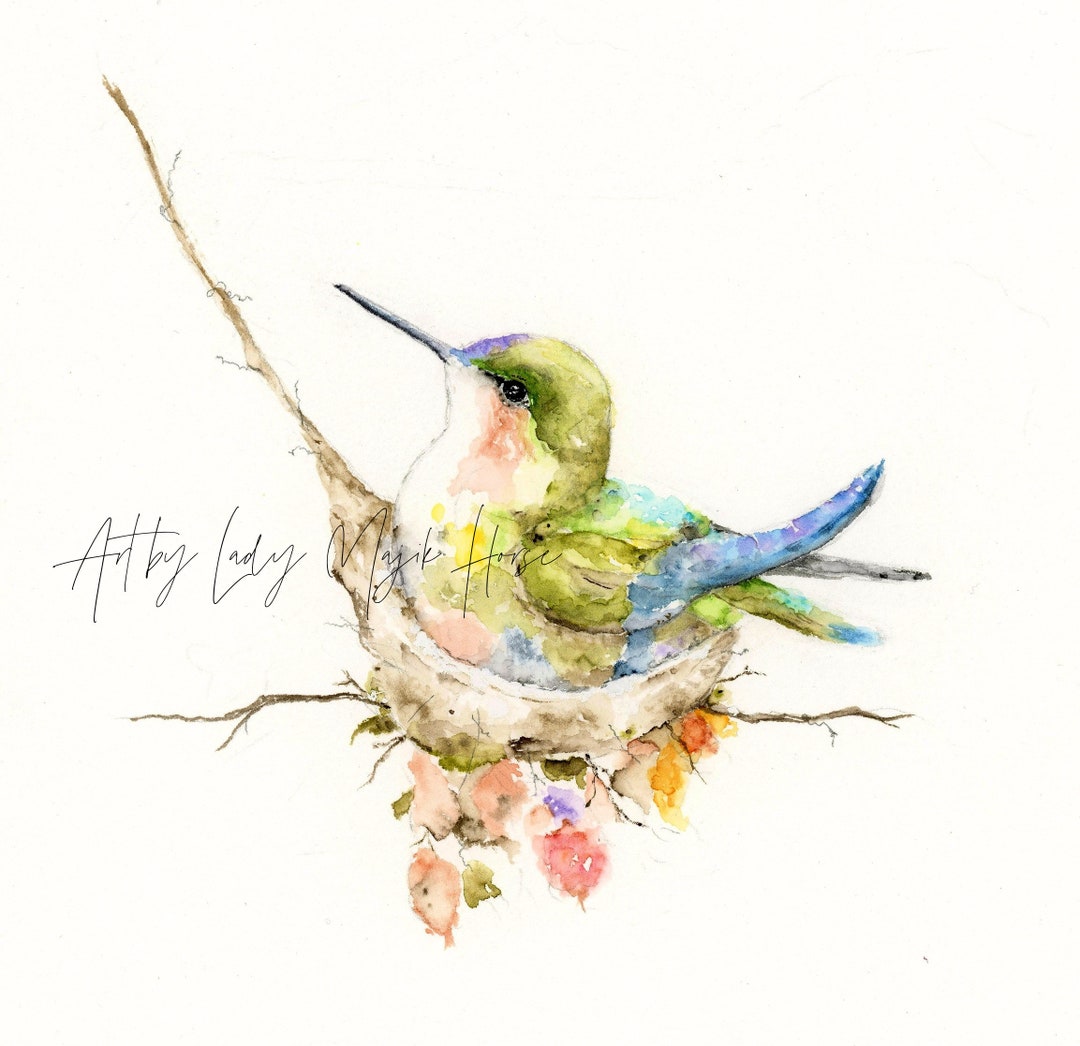 Hummingbird Art, Bird Art Print, Hummingbird Painting, Spring Art ...
