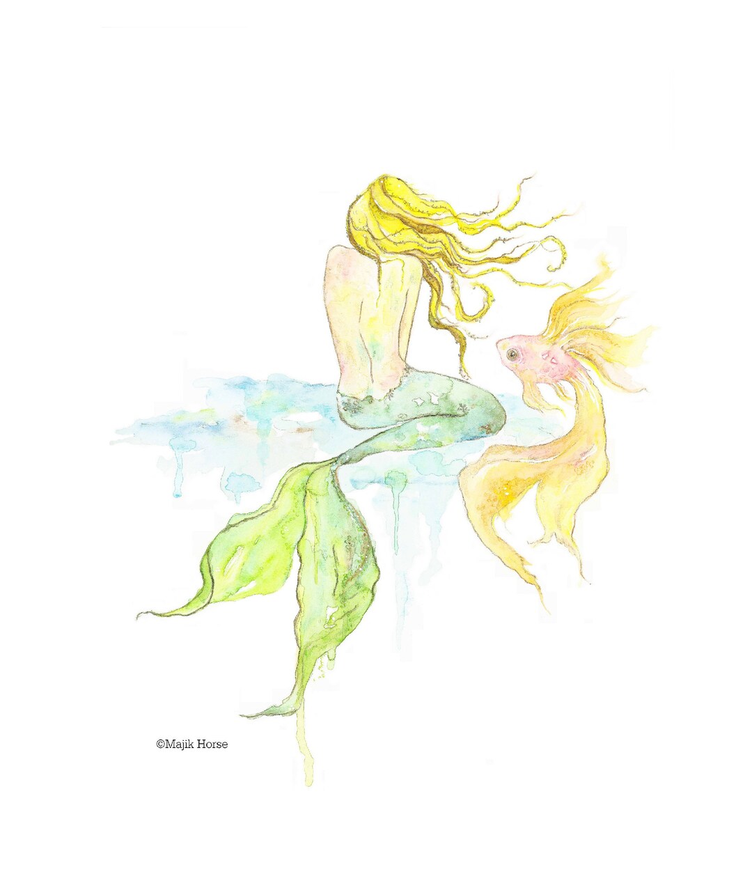 Mermaid Art Print, Watercolor Painting, Best Friend Gift, Art by Lady ...