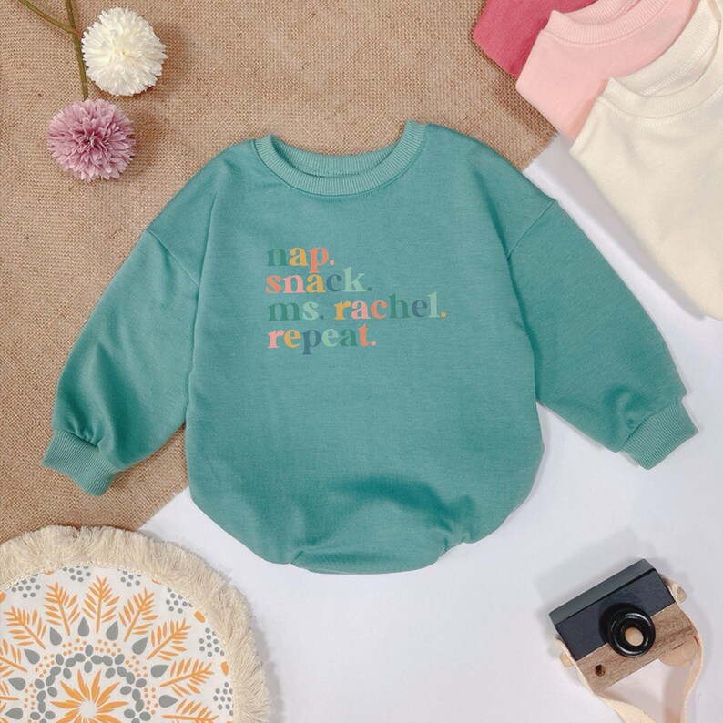 Nap Snack Ms. Rachel Repeat Baby Bubble Romper, Minimalist Natural Baby ...