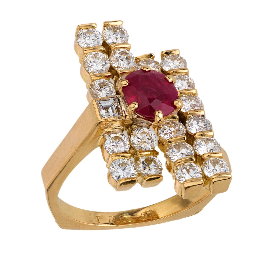 Fred Paris Ruby Diamond 18k Yellow Gold Ring - Etsy