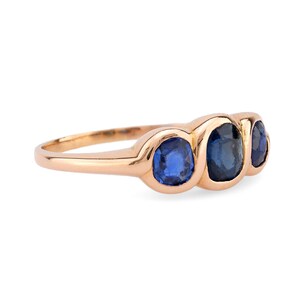 Retro Sapphire 18k Rose Gold Three Stone Ring - Etsy