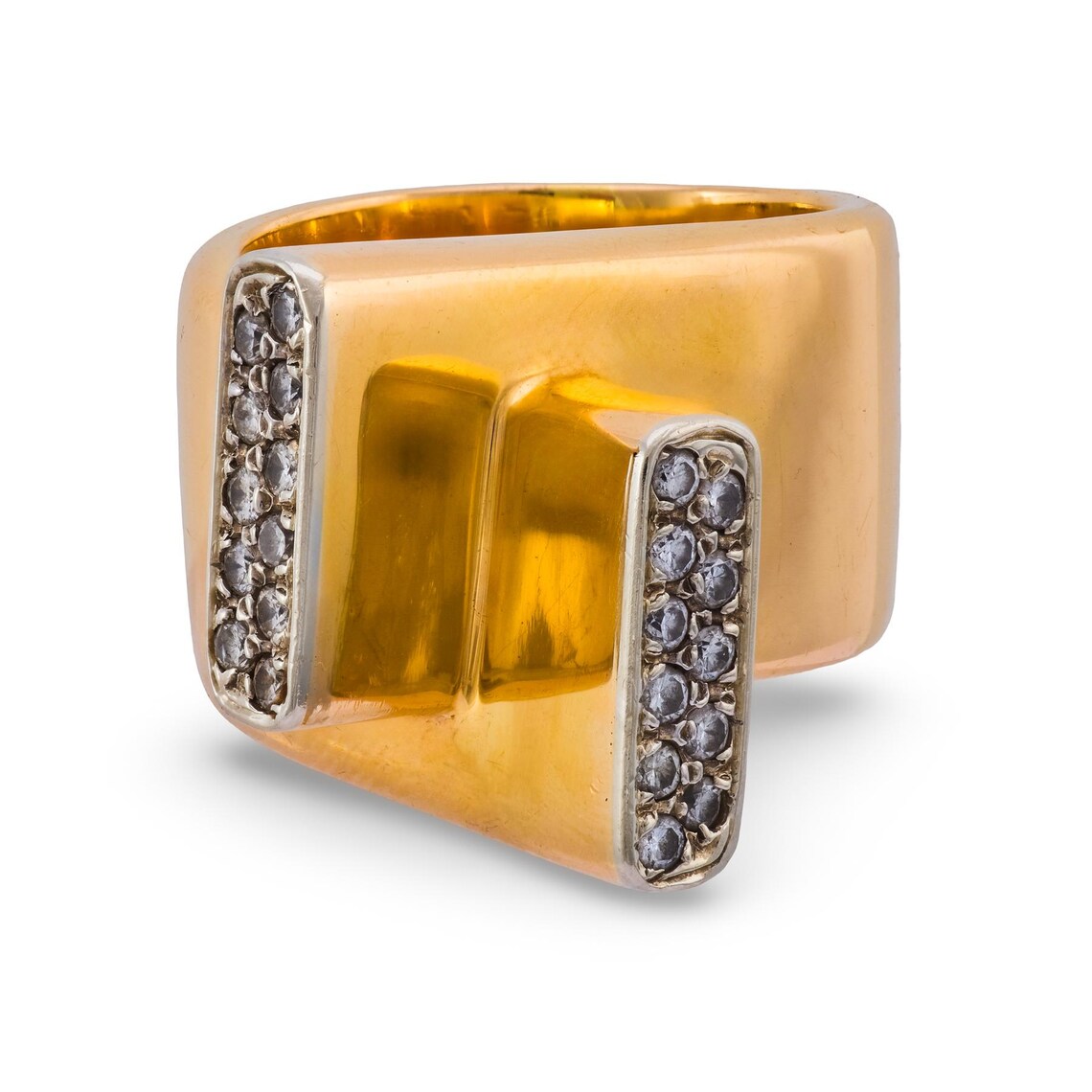 Vintage Italian Diamond 18k Yellow Gold Cocktail Ring - Etsy