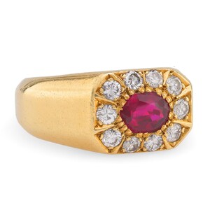 Vintage Ruby Diamond 18k Yellow Gold Ring - Etsy