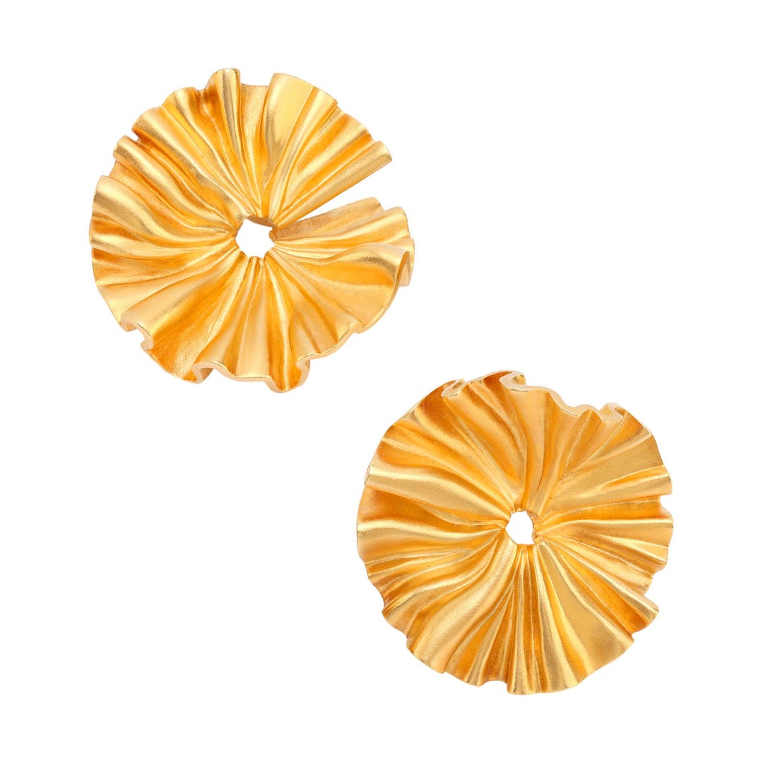 Jar Paris Aluminum and 18k Yellow Gold col Plissé Earrings - Etsy