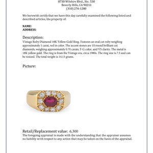 Vintage Ruby Diamond 18k Yellow Gold Ring - Etsy