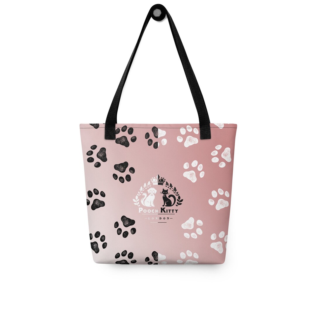 Pink Paw Print Tote Bag, Pooch Kitty London Design - Etsy