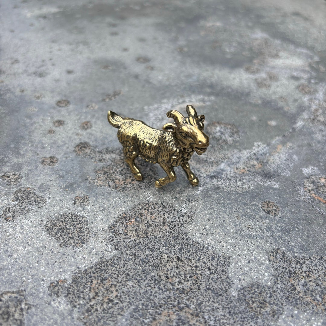 Happy Mountain Goat Brass Figurine, Farm Animal Statues, Animal Lover ...