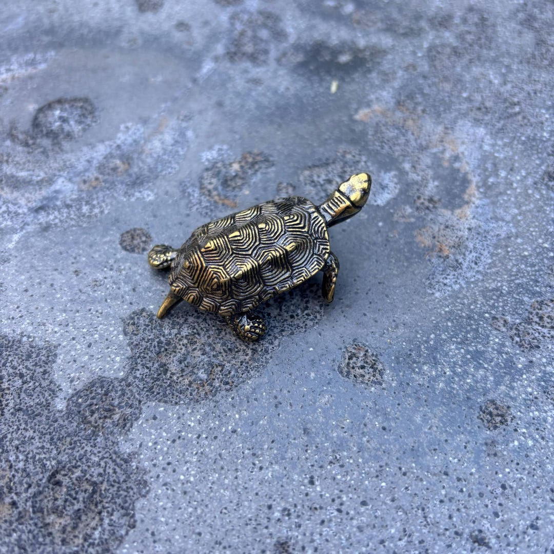Turtle Brass Statue, Cute Turtle Sea Animal Brass Figurine, Brass ...