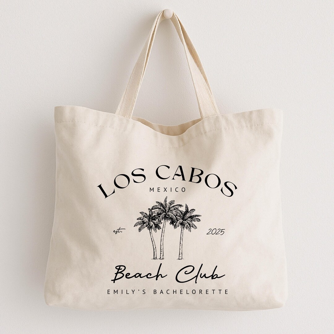 Custom Los Cabos Bachelorette Tote Bag, Beach Club Party Favor ...