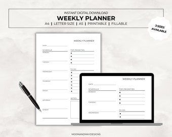 Daily Planner Printable Fillable Daily Schedule 30 Minute Schedule ...
