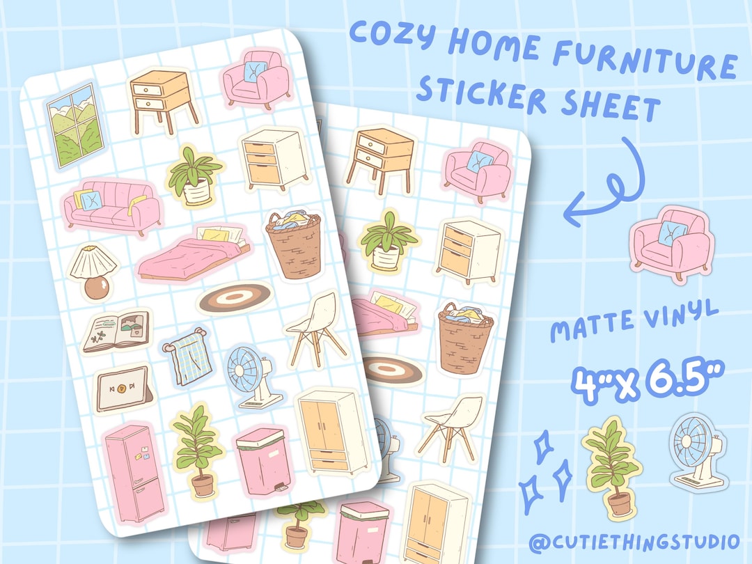 Cute Home Decor Stickers | Furniture Sticker Sheet, Planner Stickers ...
