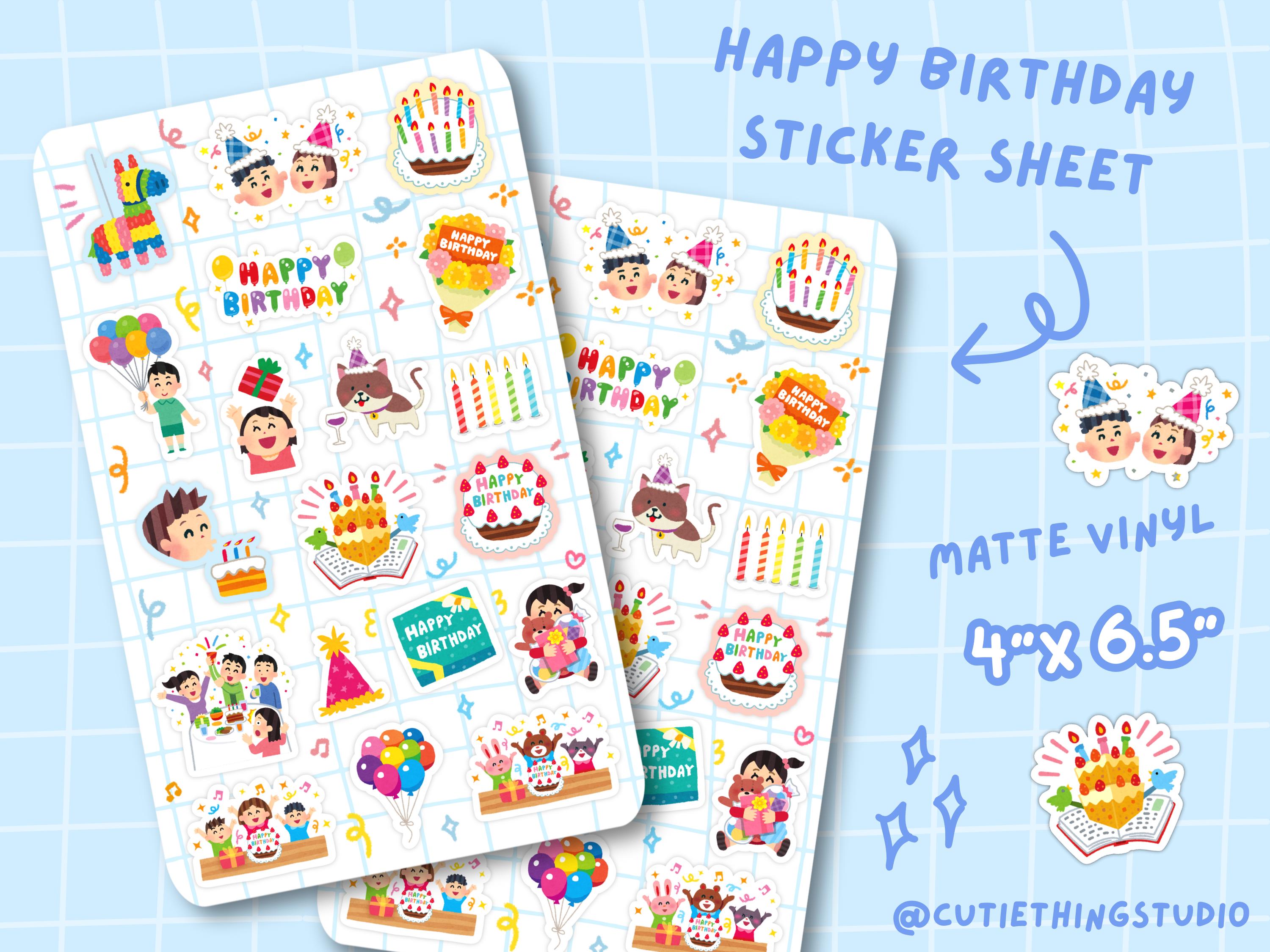 Happy Birthday Sticker Sheet Childrens Birthday Invitation Stickers ...
