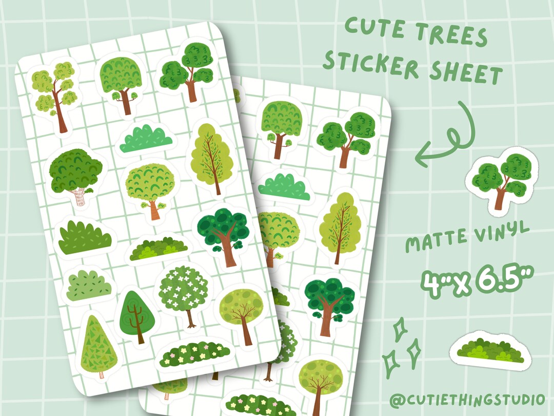 Cute Trees Sticker Sheet Landscaping Stickers, Nature Sticker Sheet ...